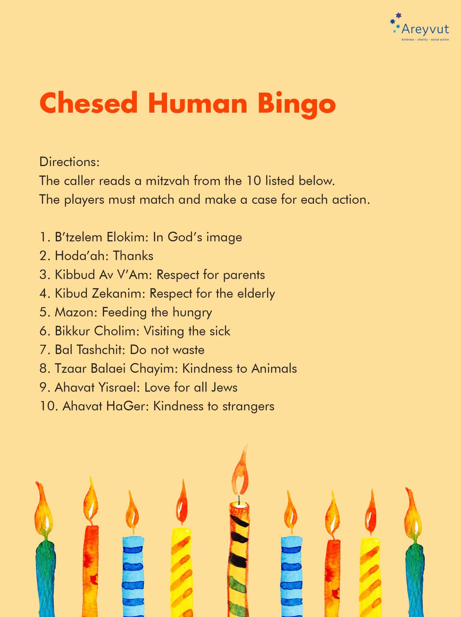 Chesed Human Bingo Rules Areyvut Chesed Human Bingo Rules Areyvut
